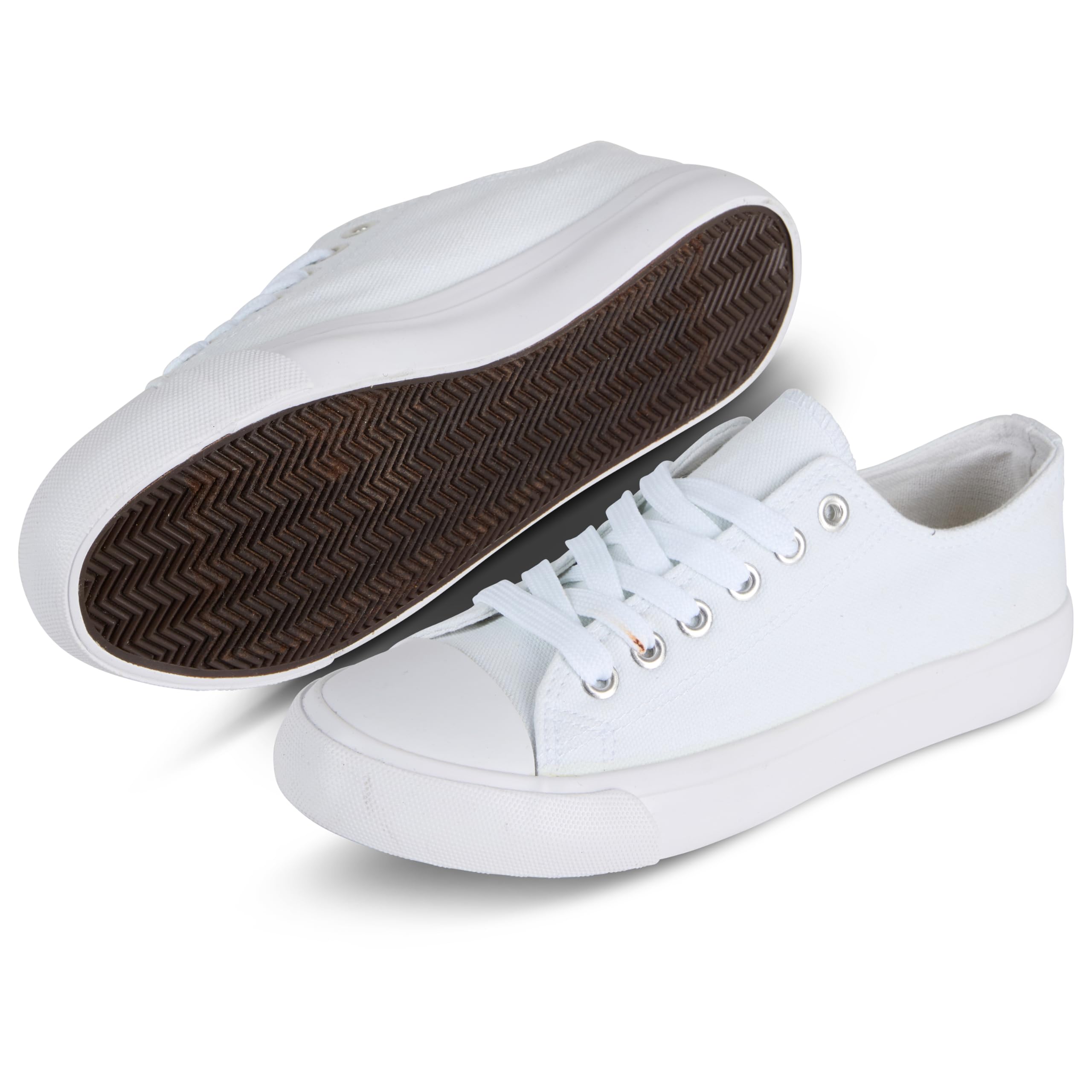 hello basics White Canvas Shoes for Women Casual Low Top Sneakers ...