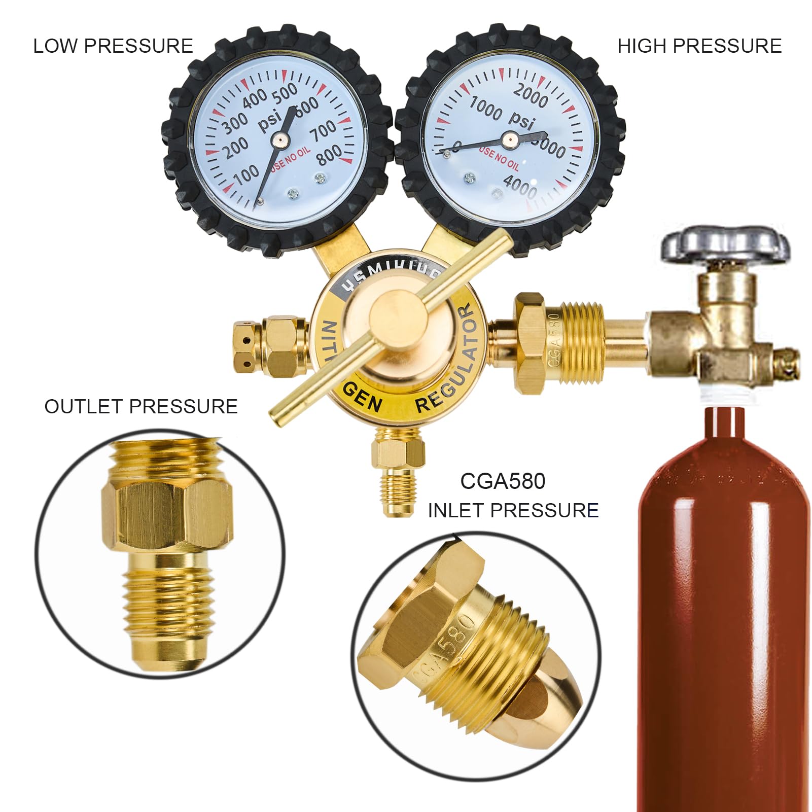 Mua YSmikiya Nitrogen Regulator with 0-800 PSI and 0-4000 PSI Output ...