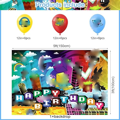 Geometry Dash Party Banner, Kong Backdrop 7x5 Geometry Dash Background ...