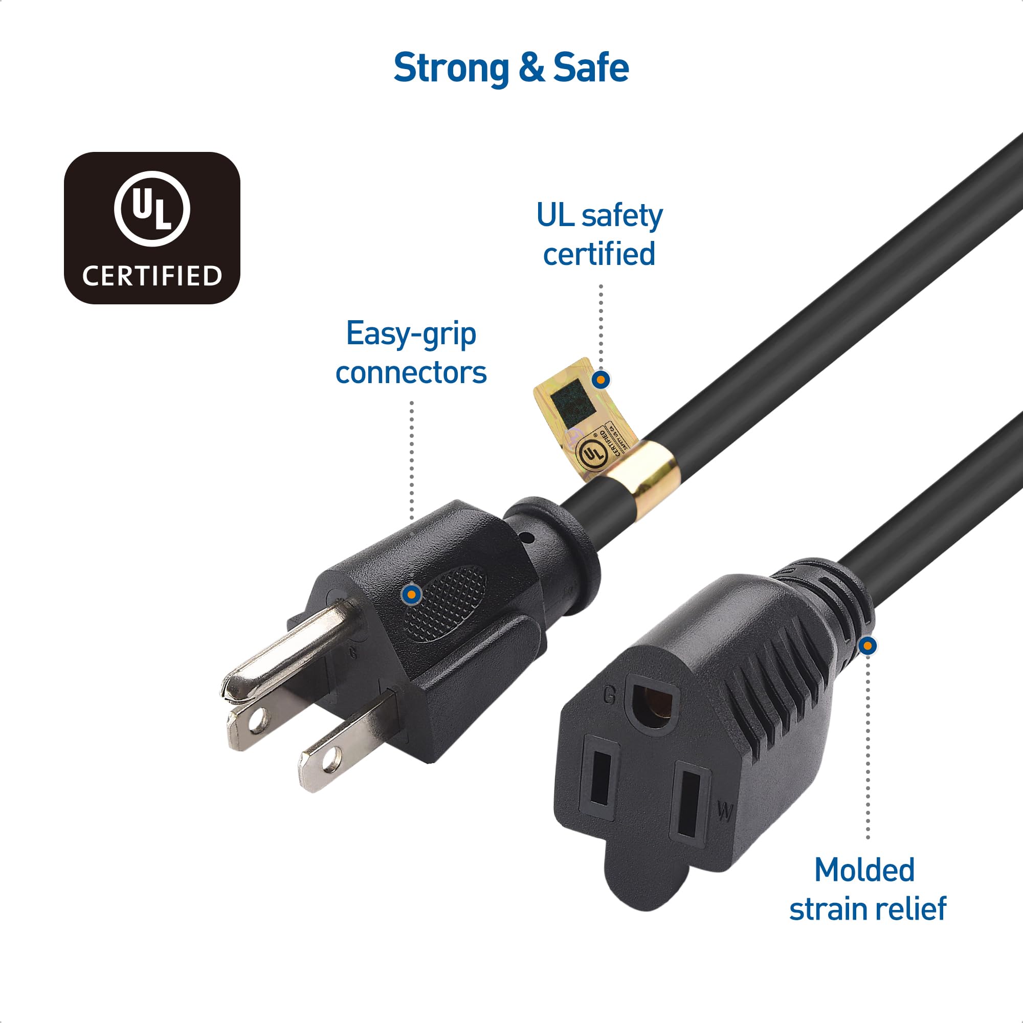 Mua [UL Listed] Cable Matters 2-Pack 16 AWG Heavy Duty 13A Power Extension Cord 6 ft, (Power ...