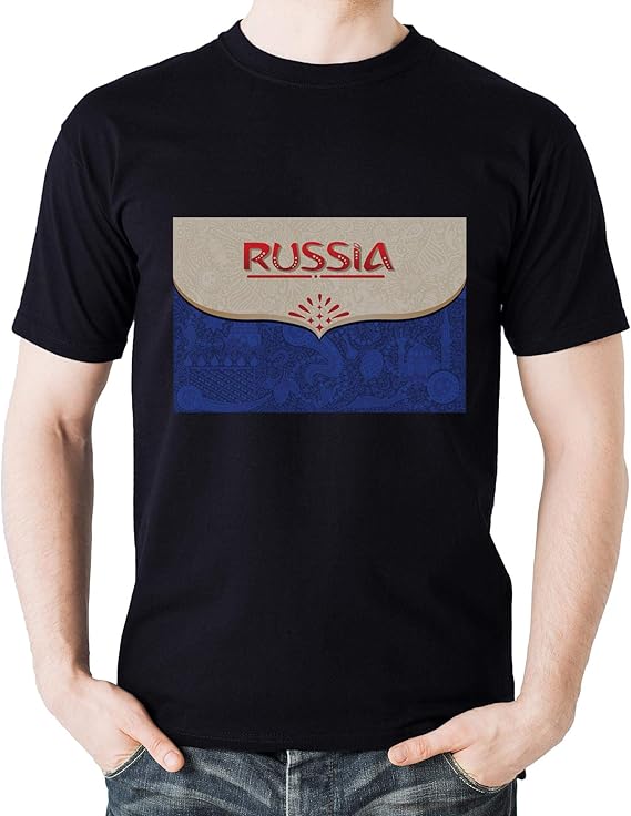Russia, Russie, Rusia, Russland T-Shirt Men's Black: Amazon.co.uk: Clothing