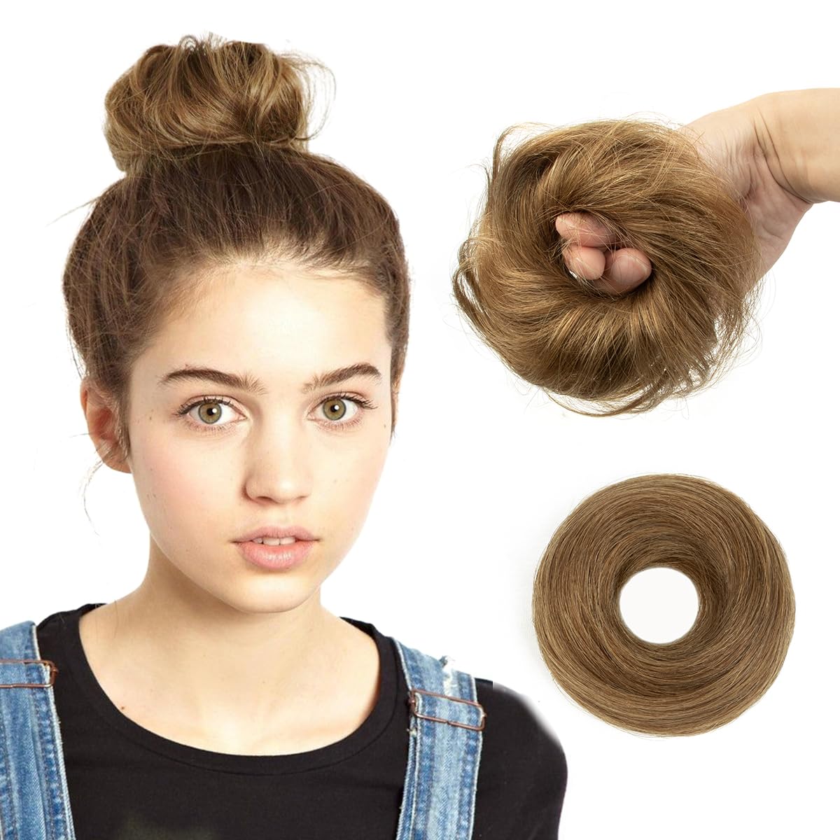isheeny Messy Bun Hair Piece 2PCS 100% Real Human Hair Tousled Updo ...