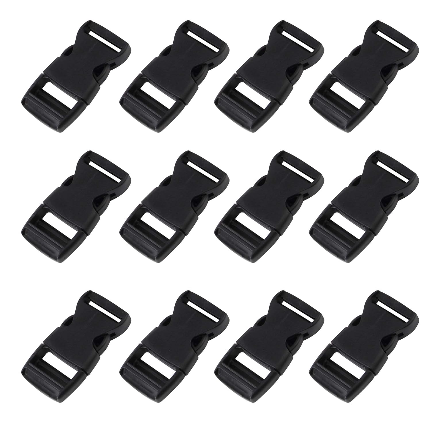 12 PCS schwarz Kunststoff 1 (25 mm) Flache Seite Release Schnallen ...