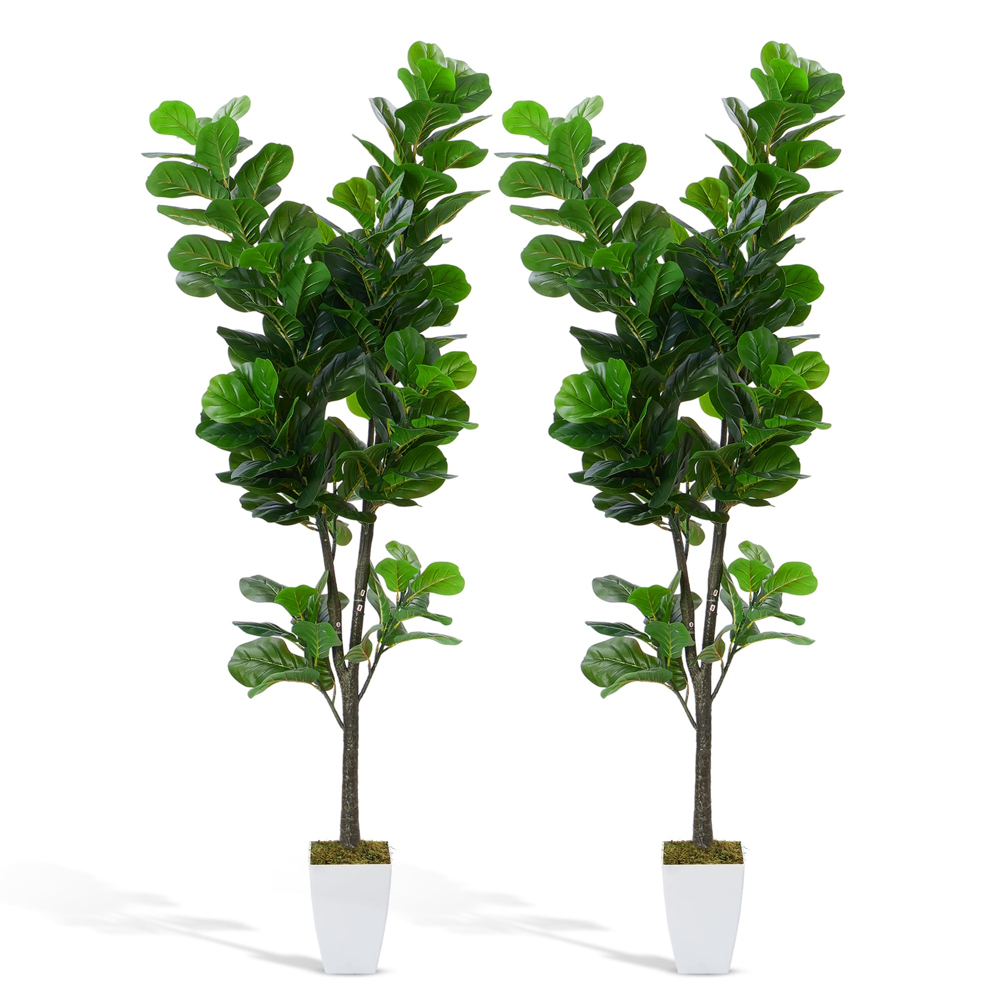 6.6FT Artificial Faux Fiddle Leaf Fig Tree Plants for Indoor Outdoor ...