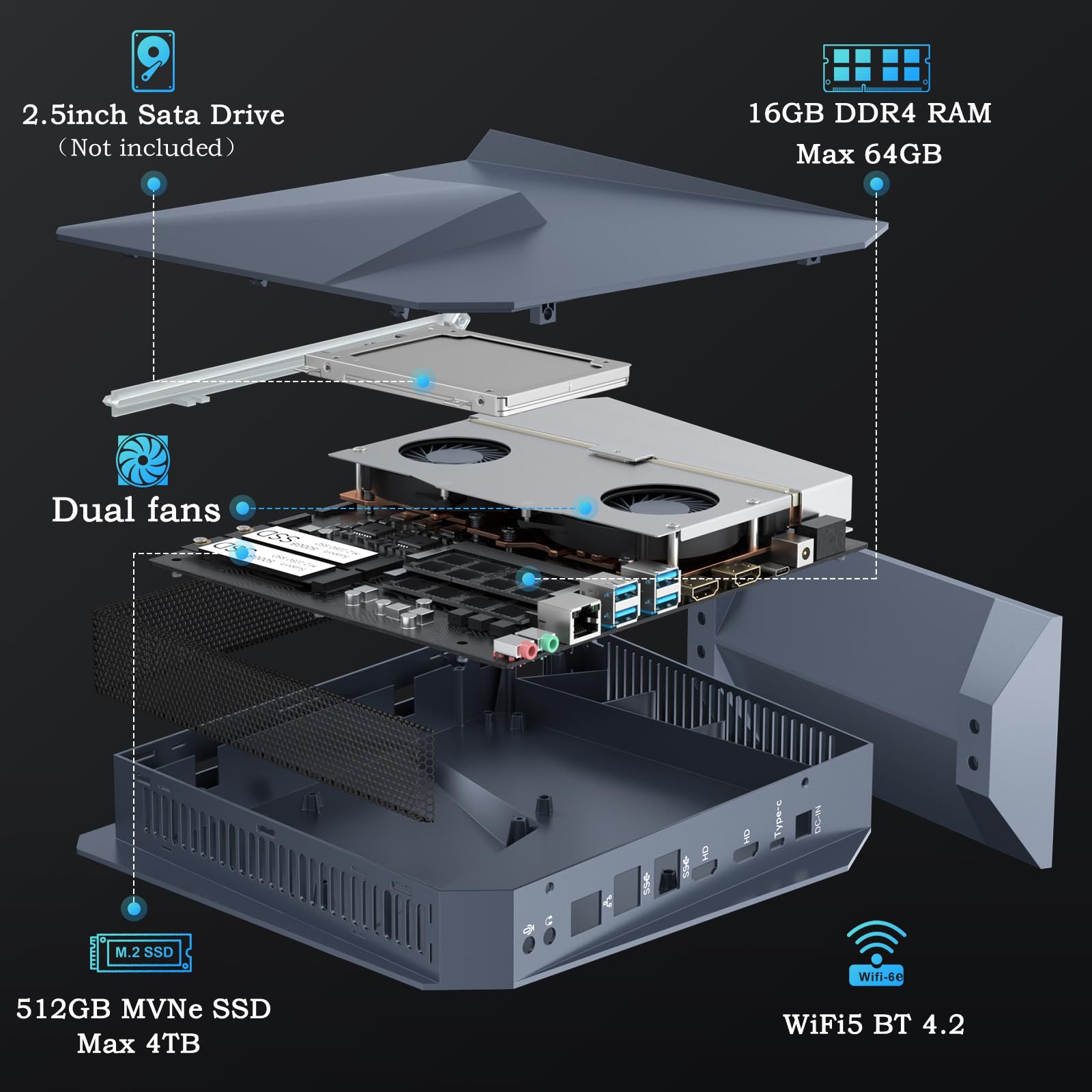 Mua Mini Gaming PC, Intel I7-8750H Mini PC & NVIDIA GTX1050 GDDR5 6C/12T RGB Lights Mini Desktop ...