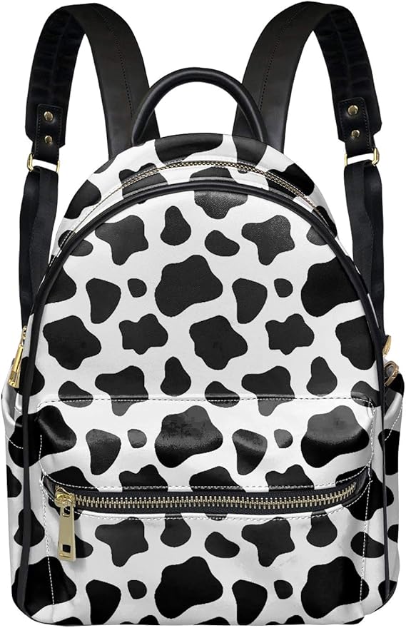 JEOCODY Cow Print Women Backpack PU Leather Daypack Elegant Rucksack ...
