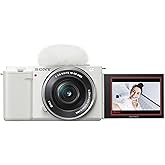 Amazon.com : Sony Alpha ZV-E10 - APS-C Interchangeable Lens Mirrorless Vlog Camera Kit - White ...
