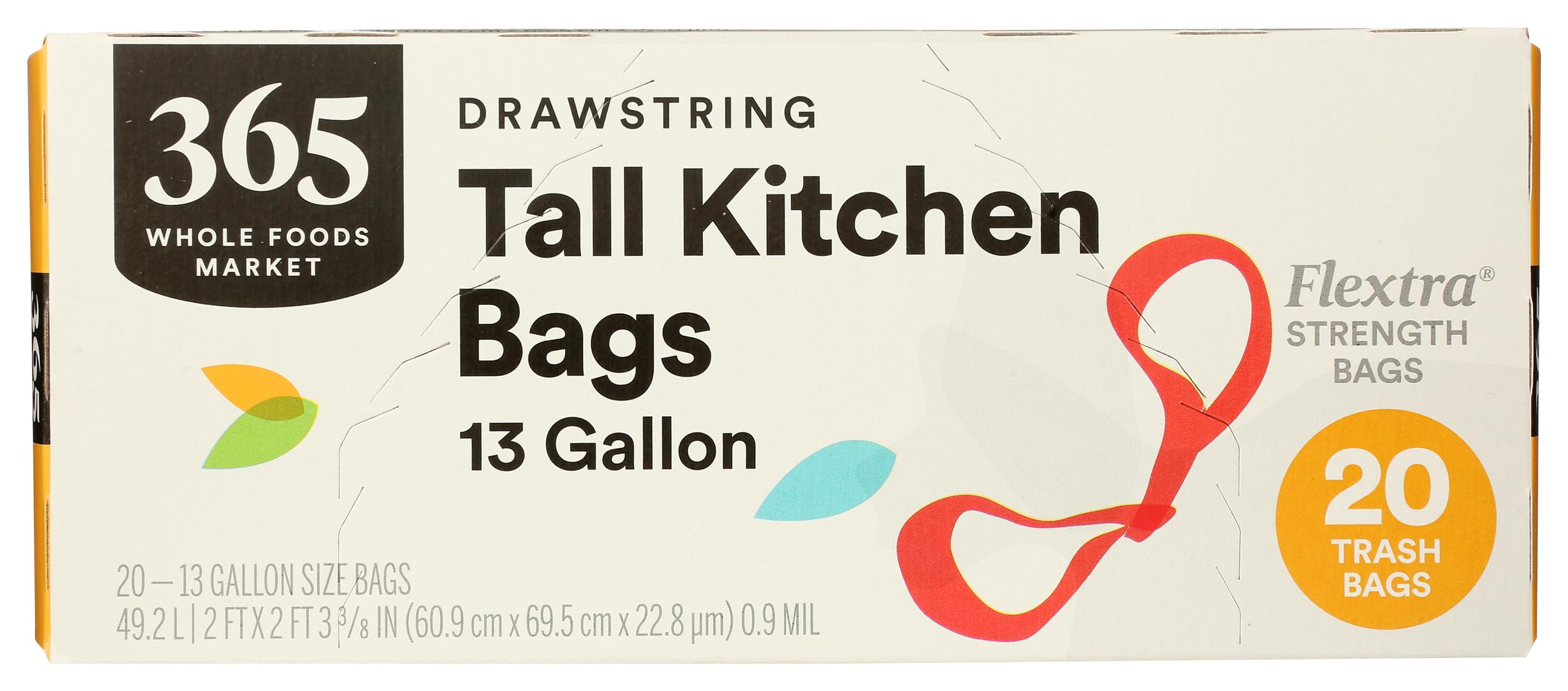 365 by Whole Foods Market, Bag Tall Kitchen Drawstring Flextra 13Gl ...