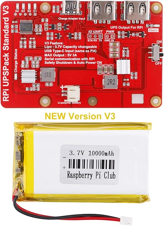 Raspberry Pi 4 Battery Pack UPS, RPI Pack Standard 10000mAh Raspberry ...