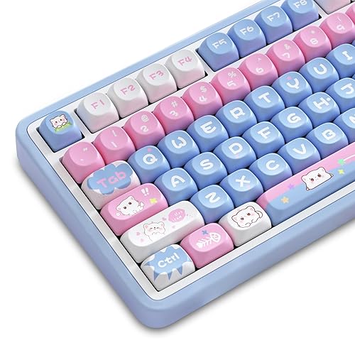 ZMX Cute Cat Keycaps,Kawaii PBT Dye-Sub Custom Keycaps SOA Profile 136 ...