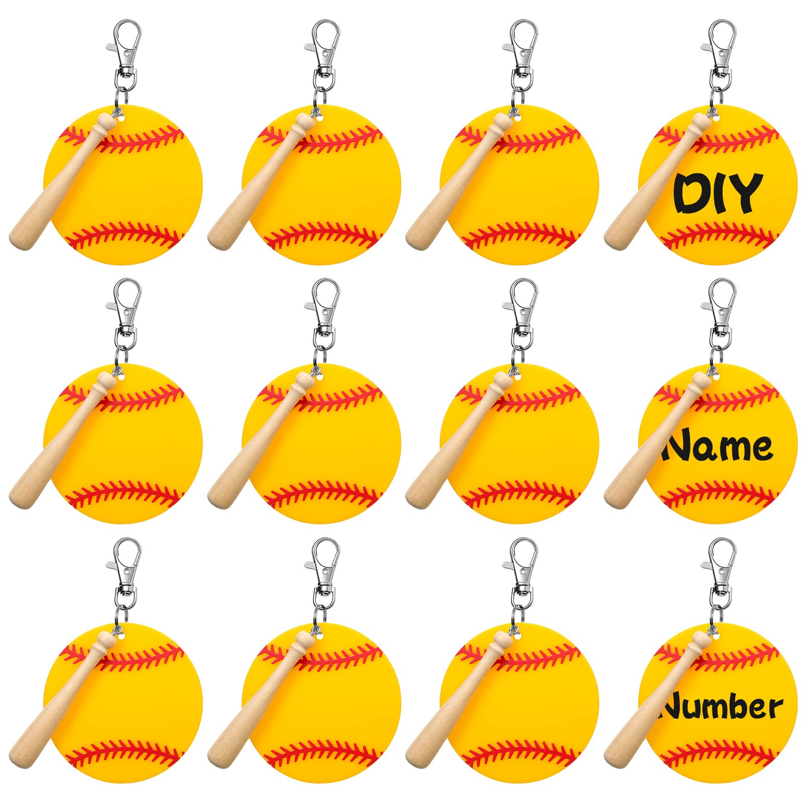 Cunno 36 Pcs Basketball Baseball Softball Tennis Acrylic Keychain Blank ...