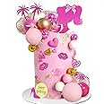 Amazon.com: DRWATE Hot Pink Girl Cake Topper with Pink and Gold Balls ...