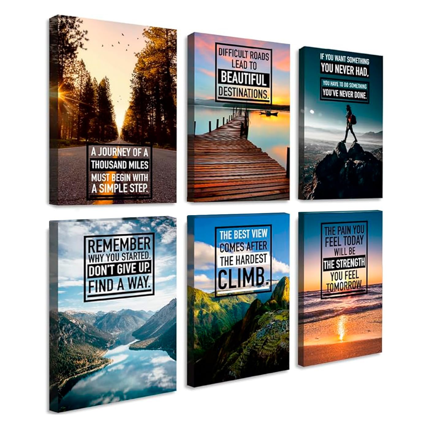 Throwbacktraits Canvas Motivational Wall Art – Set of 6 Inspirational ...
