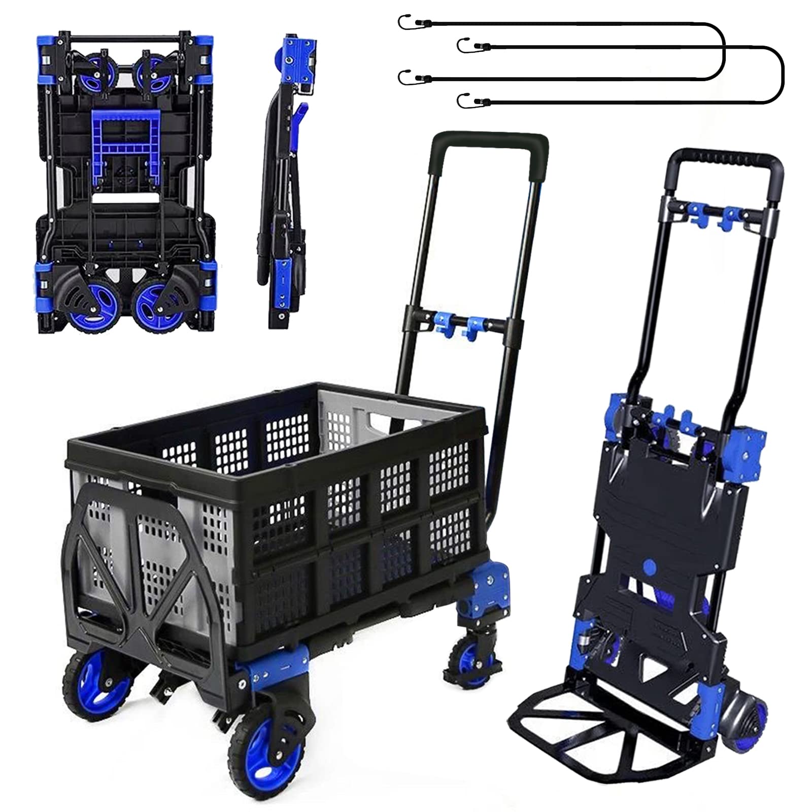 Folding Hand Truck Dolly with Folding Basket, 330LBS Capacity Carts ...