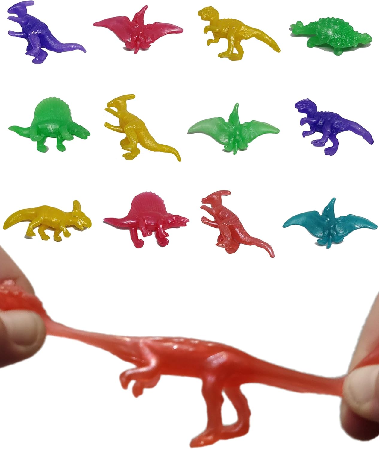 UpBrands Super Stretchy Dinosaurs Toys 2 1/2 Inches Bulk Set, 8 Glitter ...