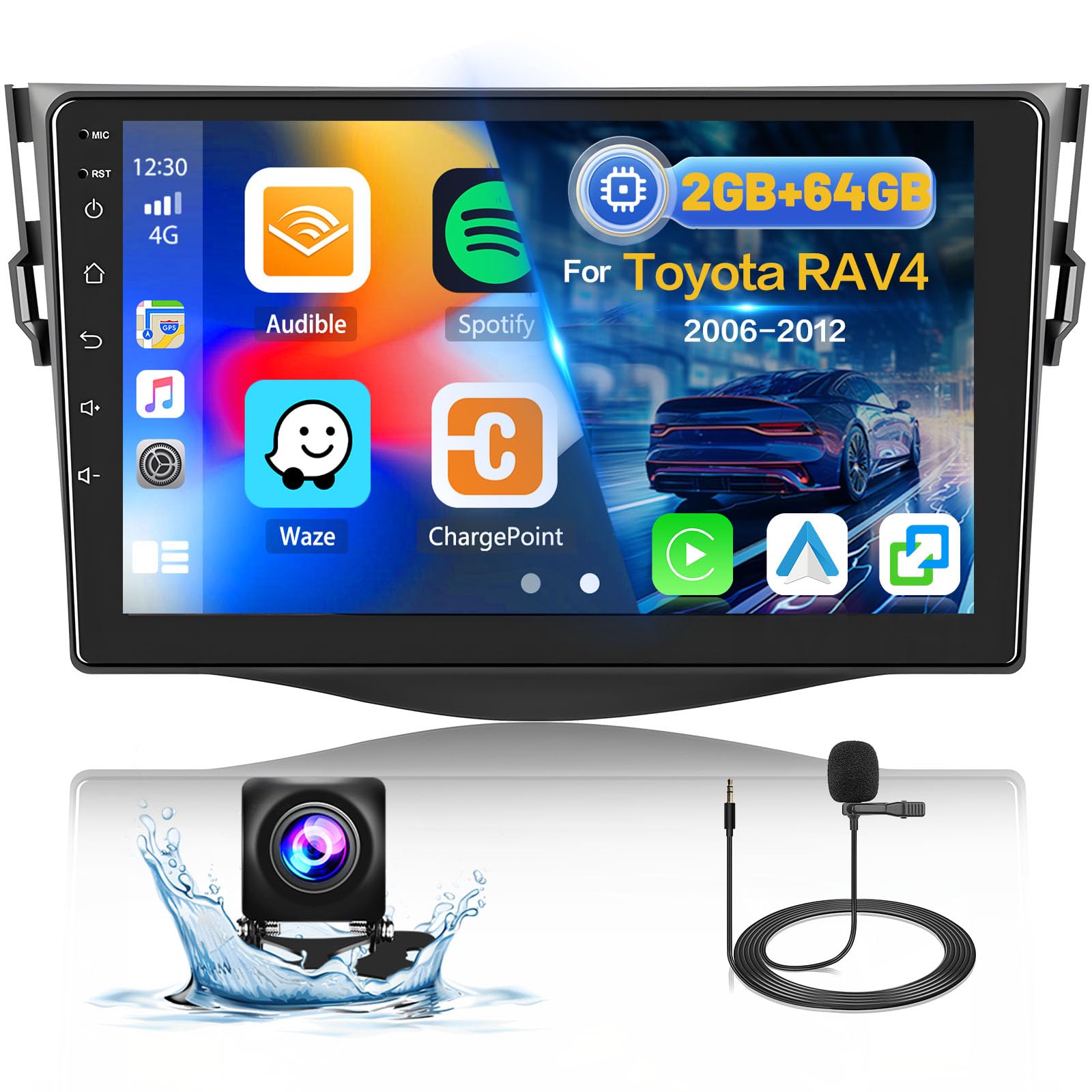 Roinvou 2+64G Android 13 CarPlay Stereo for 2006-2012 Toyota RAV4 ...