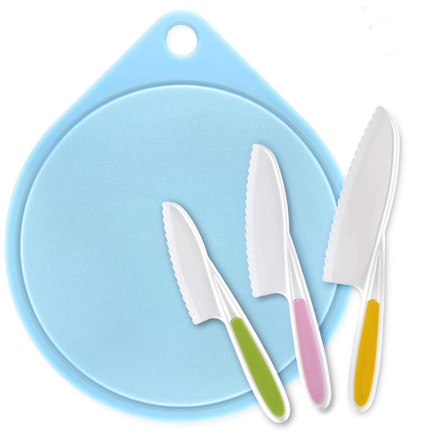 Buy LEEFE kids Cooking Supplies Knife (3-Piece) and Cutting Board/Firm ...