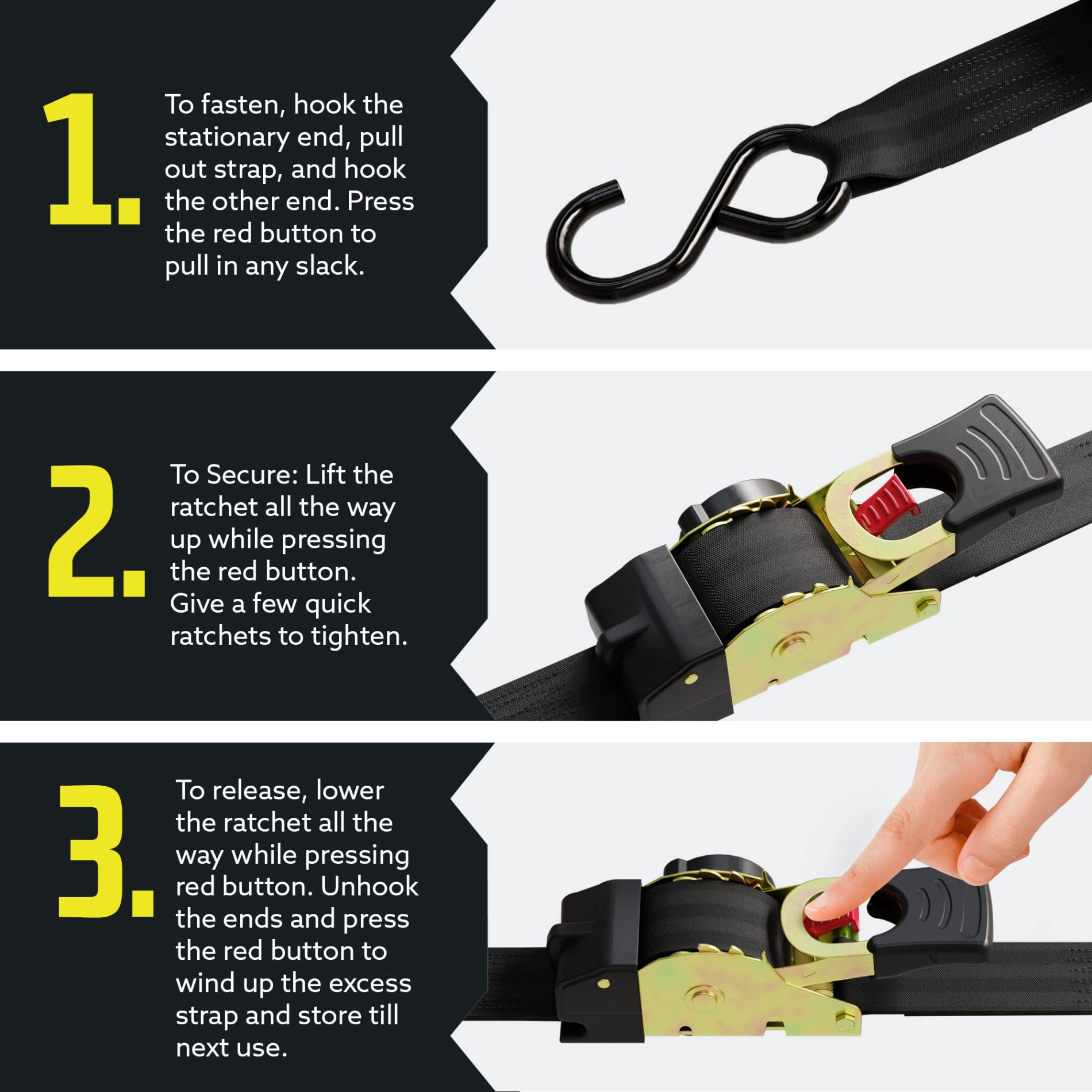 Mua Retractable Ratchet Strap, 2 Pack (1 inch x 10 feet w Soft tie ...