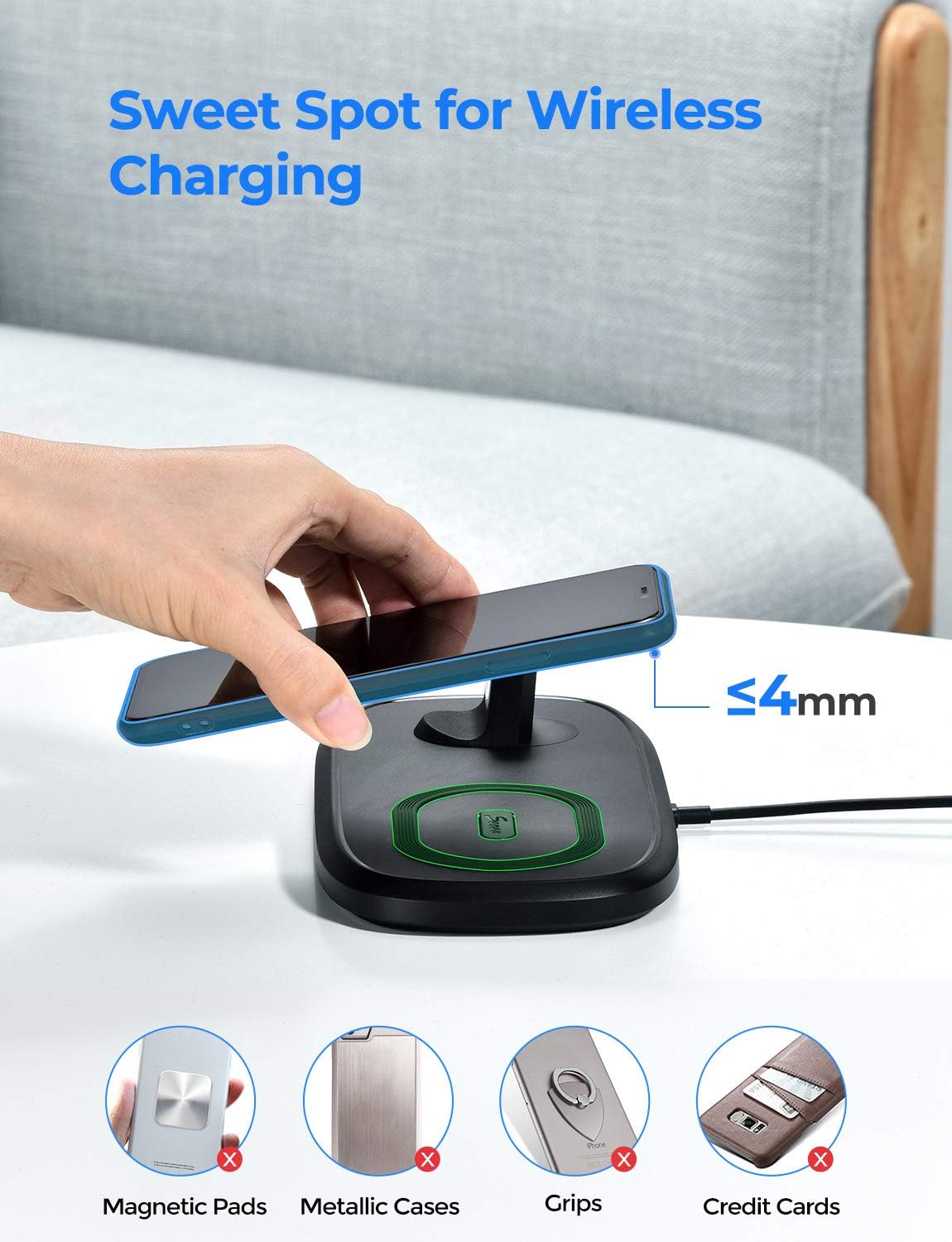 Seneo 2 in 1 Wireless Charger, Dual Wireless Charging Pad, Charging ...