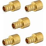 (Pack of 5) EFIELD PEX 3/4" x 3/4" Female Sweat Copper Adapter Brass Fitting Lead Free-5 Pieces ...