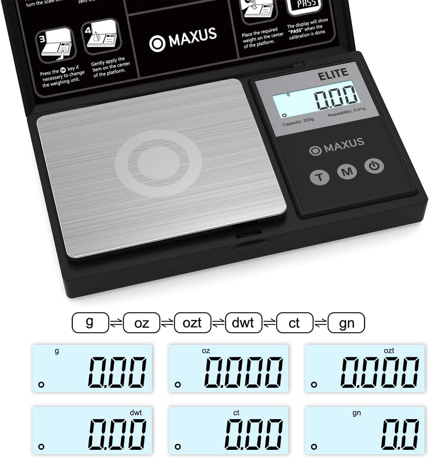 Mua MAXUS Precision Pocket Scale 200g x 0.01g, Digital Gram Scale with Tray, Small Food Scale ...
