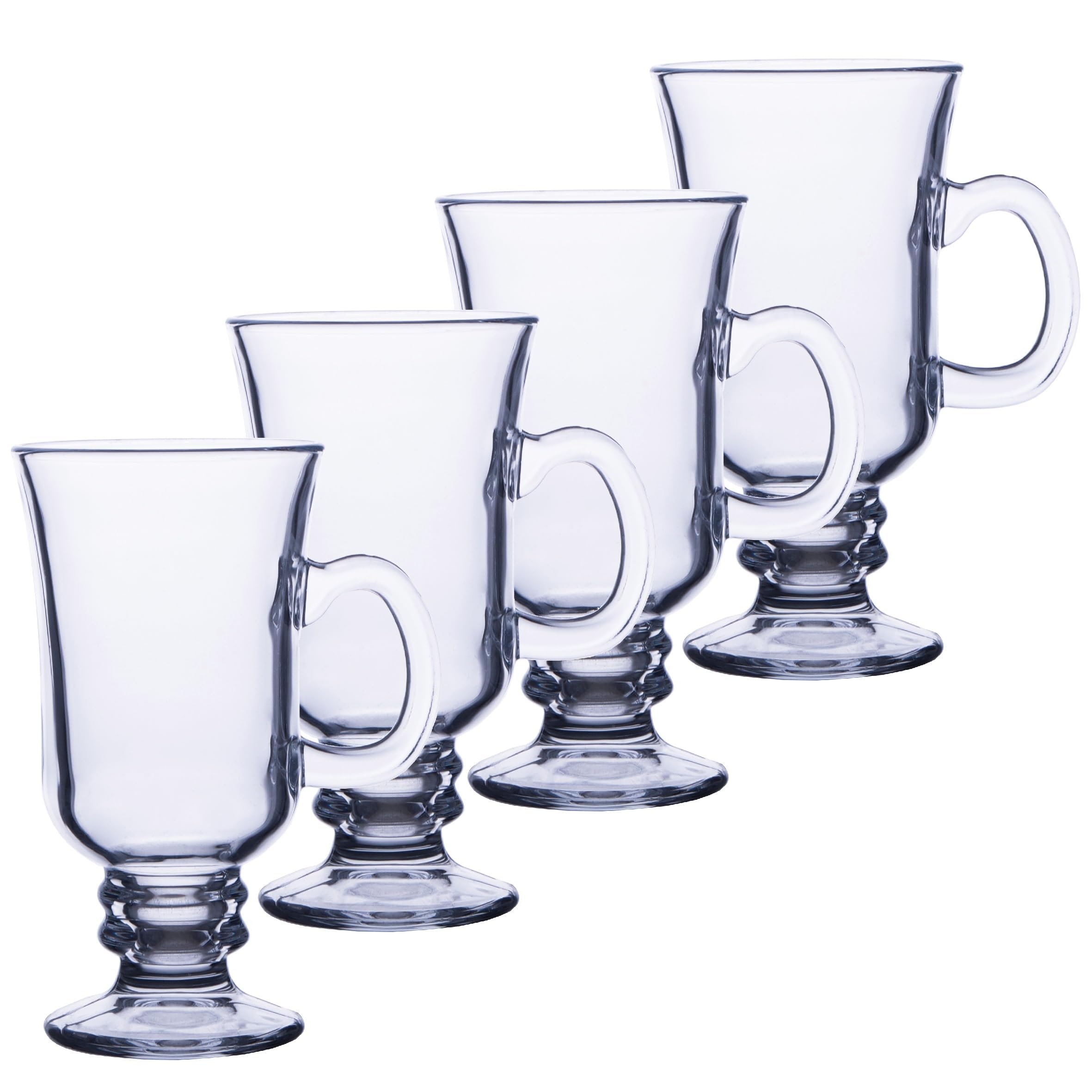 Chefcaptain Glass Coffee Mugs, Glass Cup With Handle Zero-Lead Footed ...