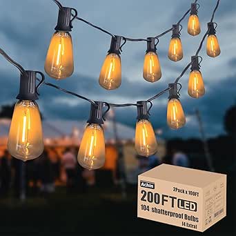 Amazon.com: Outdoor String Lights 200FT Edison Vintage Style String ...