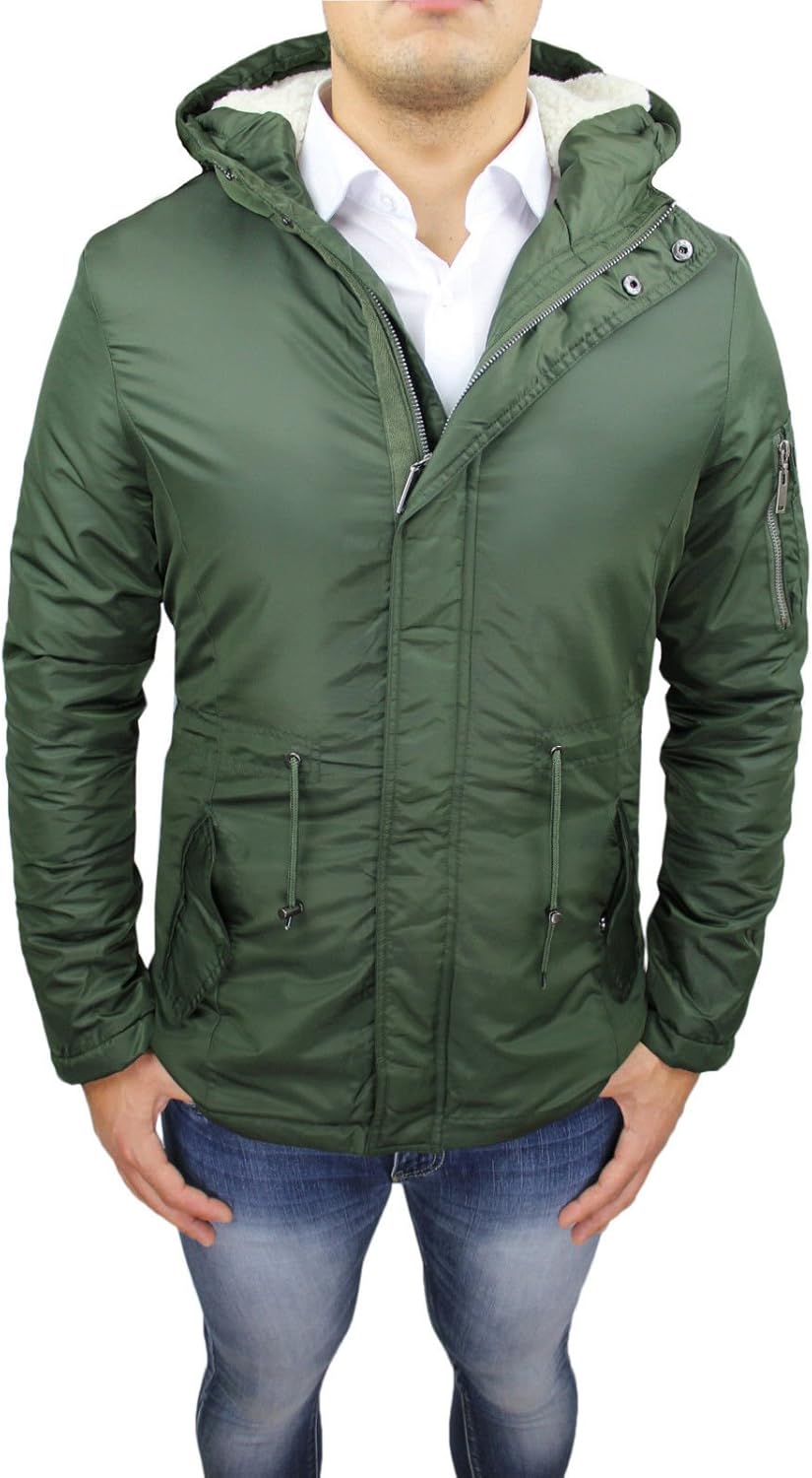 AK collezioni Giaccone Parka Uomo Invernale Casual Verde Militare Slim ...