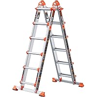 LANBITOU Ladder, A Frame 6 Step Ladder Extension, 22 Ft Anti-Slip Multi ...