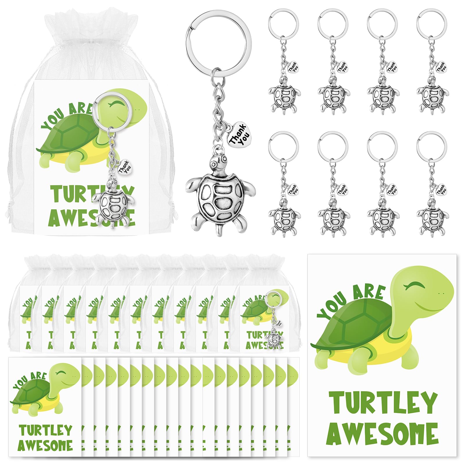 Landical 25 Sets Turtle Keychain Gifts Christmas Appreciation Gift Cute ...