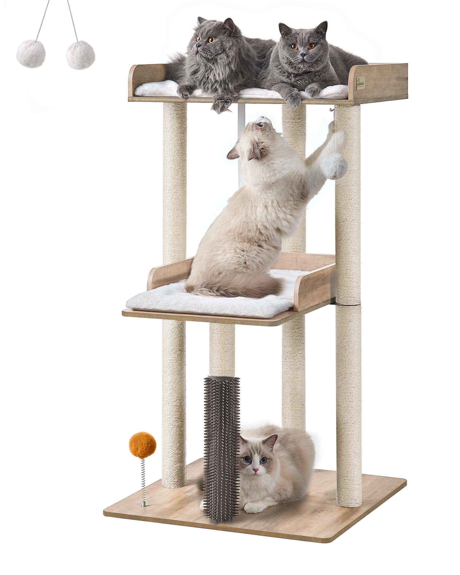 FourFurPets 43.7" Cat Tree, Modern Cat Tree Tower, Cat Tower for Indoor ...