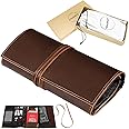 Amazon.com: Genuine Leather Electronics Cable Organizer Roll Up Case ...