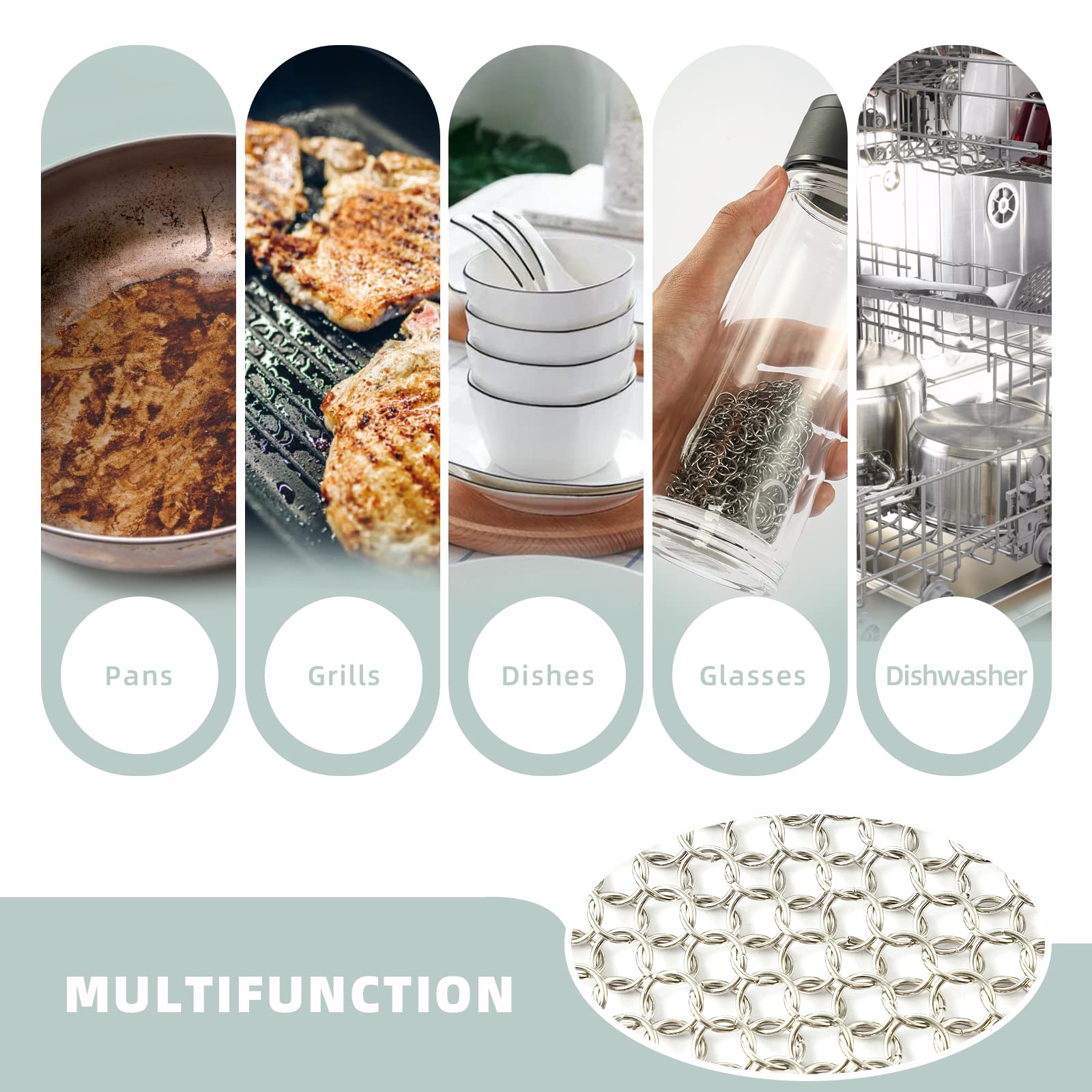 Mua Cast Iron Cleaning Scrubber-Stainless Steel Chainmail for Pans ...