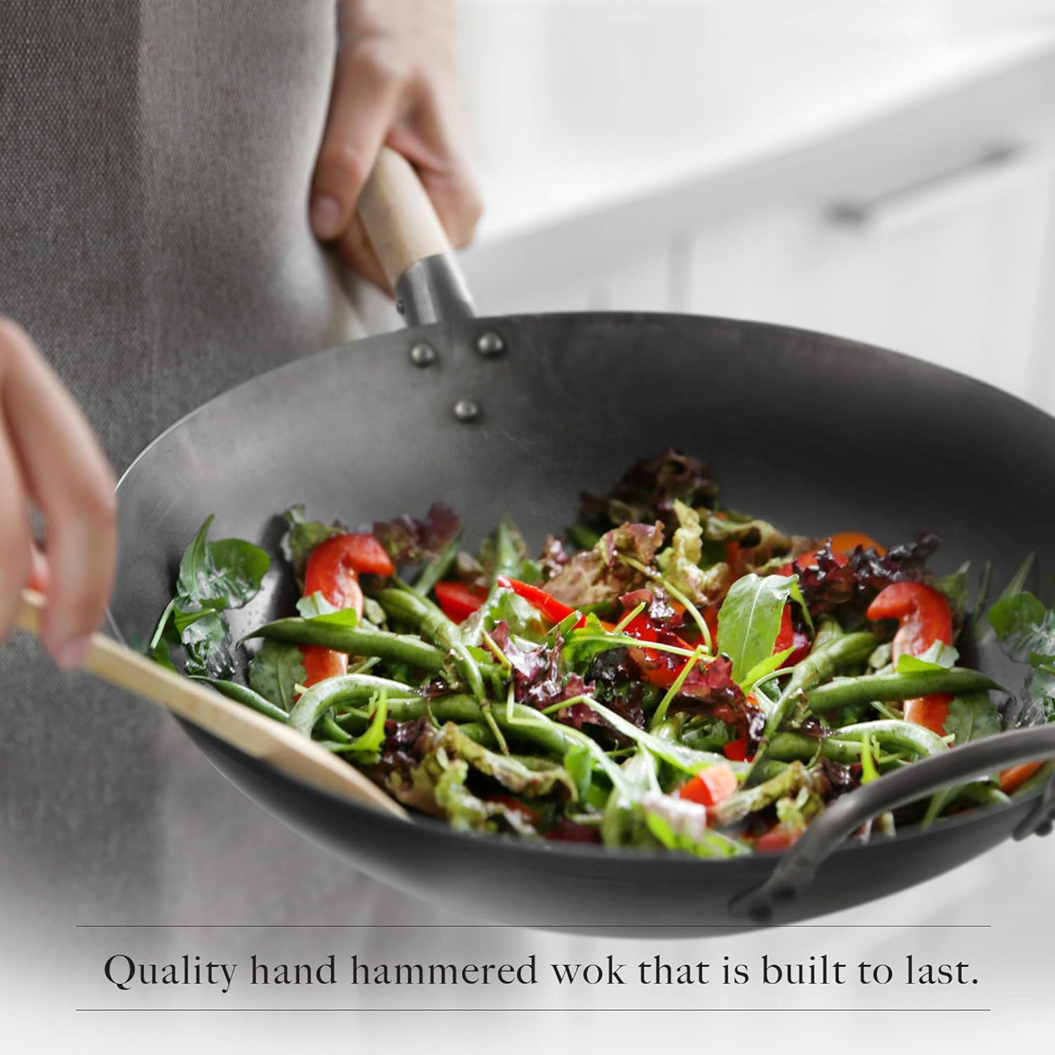 Home Authentic Hand Hammered Wok Traditional Round Bottom Wok by ...