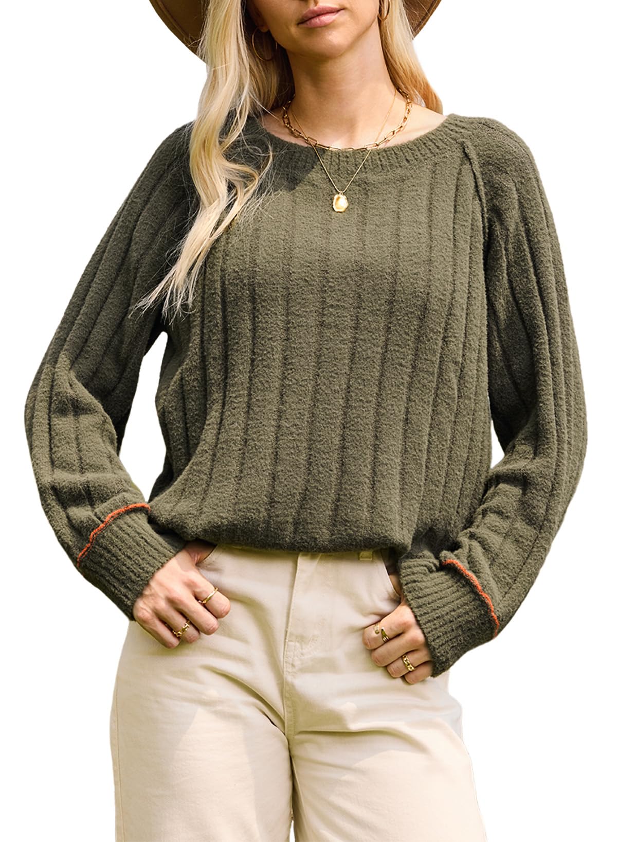 Dokotoo Sweaters for Women Fall Sweaters for Women Trendy Color Block ...