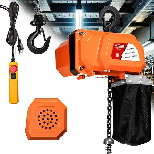 YATOINTO 330LBS Electric Chain Hoist, 120V Winch with 5ft Wired Remote ...