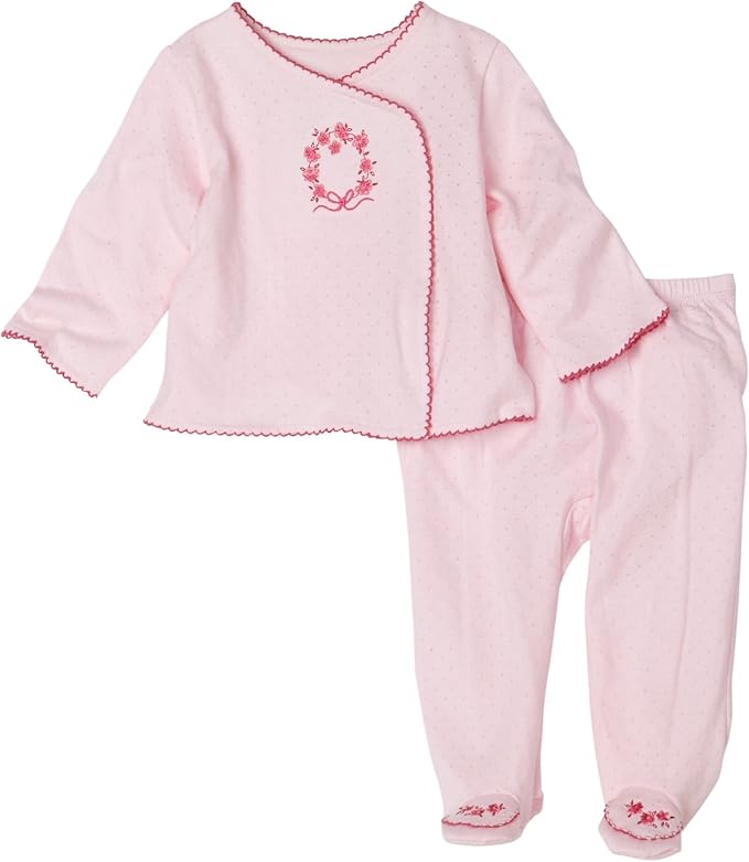 Amazon.com: Absorba Newborn Baby Girls' Cameo Floral 2 Piece Footed ...