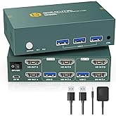 GREATHTEK USB 3.0 KVM Switch HDMI 4K@60Hz, 2 Port KVM HDMI with USB 3.0 ...