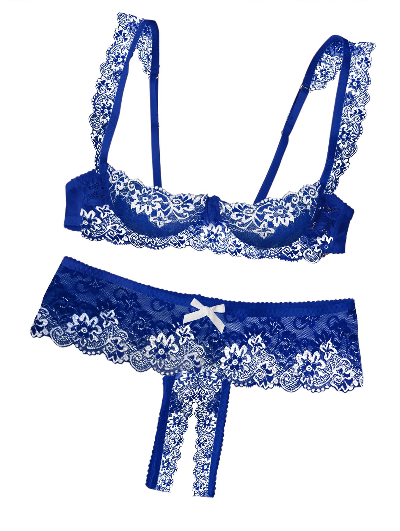Lilosy Sexy Underwire Lace Sheer Lingerie Set for Women See Through Bra ...