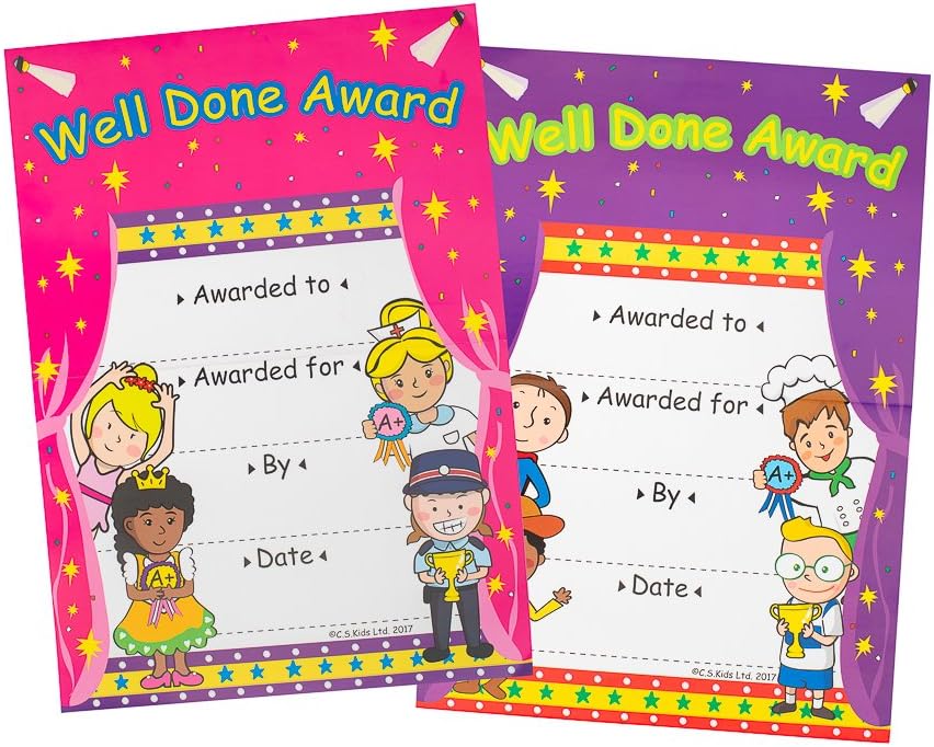 C.S. Kids Teacher School Reward Certificates for Students – Well Done ...