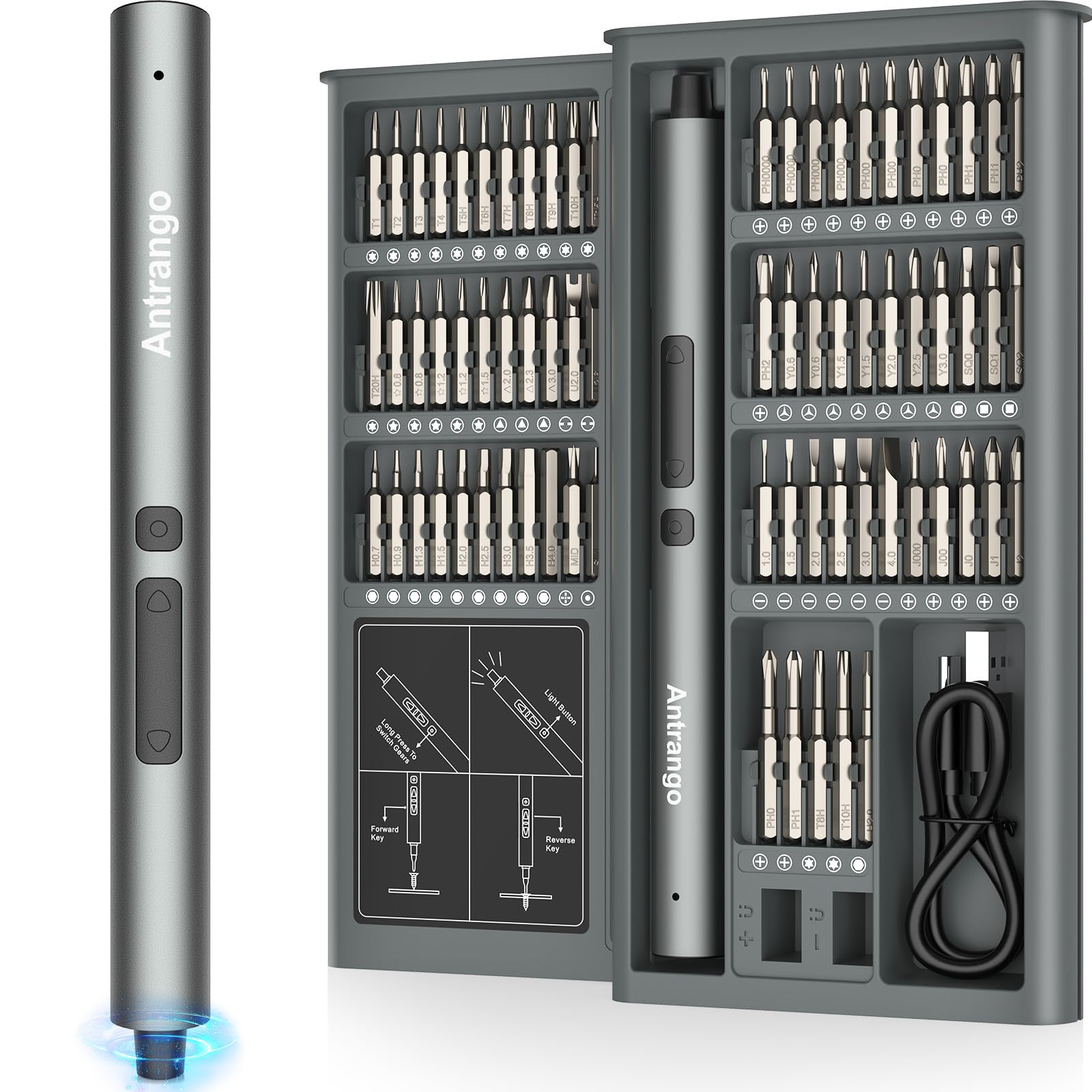 Mini Electric Screwdriver Set, 3.7V Cordless Screwdriver Set USB-C,71 ...