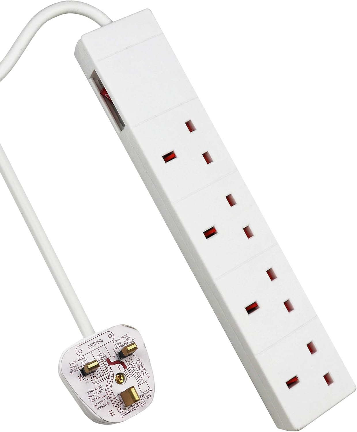 ExtraStar 4 Way Power Strips 13A Extension Lead UK Plug with Indicator ...
