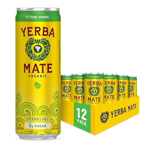 Yerba Madre Organic Sparkling Yerba Mate, Citrus Spark, Low Sugar, 80mg ...