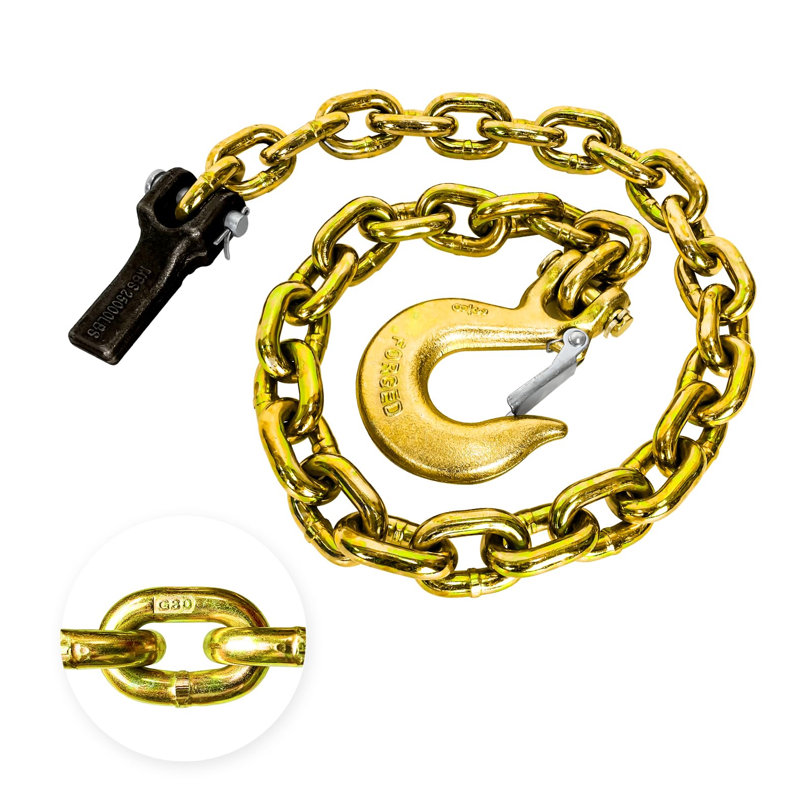 YATOINTO Grade 80 Trailer Safety Chain 36 Inch with 3/8'' Clevis Snap ...