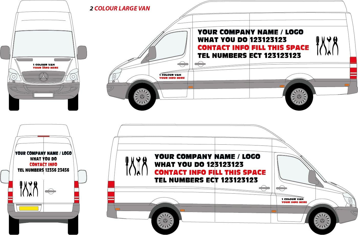 Vehicle Graphics, Van Signage, Cut Vinyl Lettering (LARGE VAN, 2 COLOUR ...