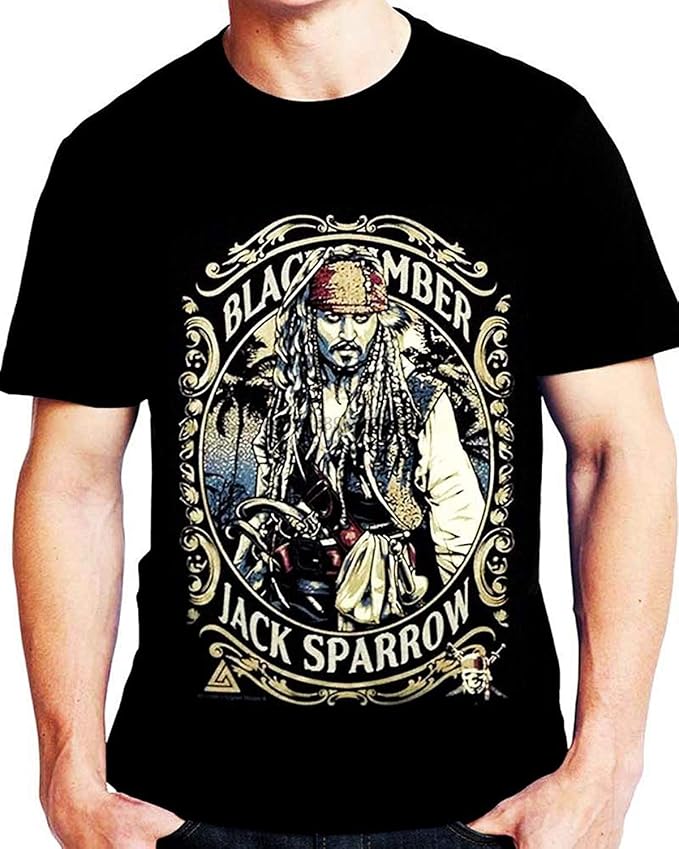 Men t-Shirt Captain Jack Sparrow Pirates of The Caribbean Movie BT17 ...