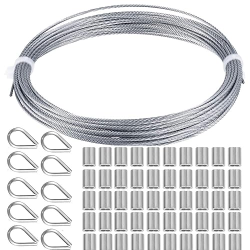 COOLOGIN Wire Rope Kit,1/16" Stainless Steel Cable Railing Kit,33Ft ...