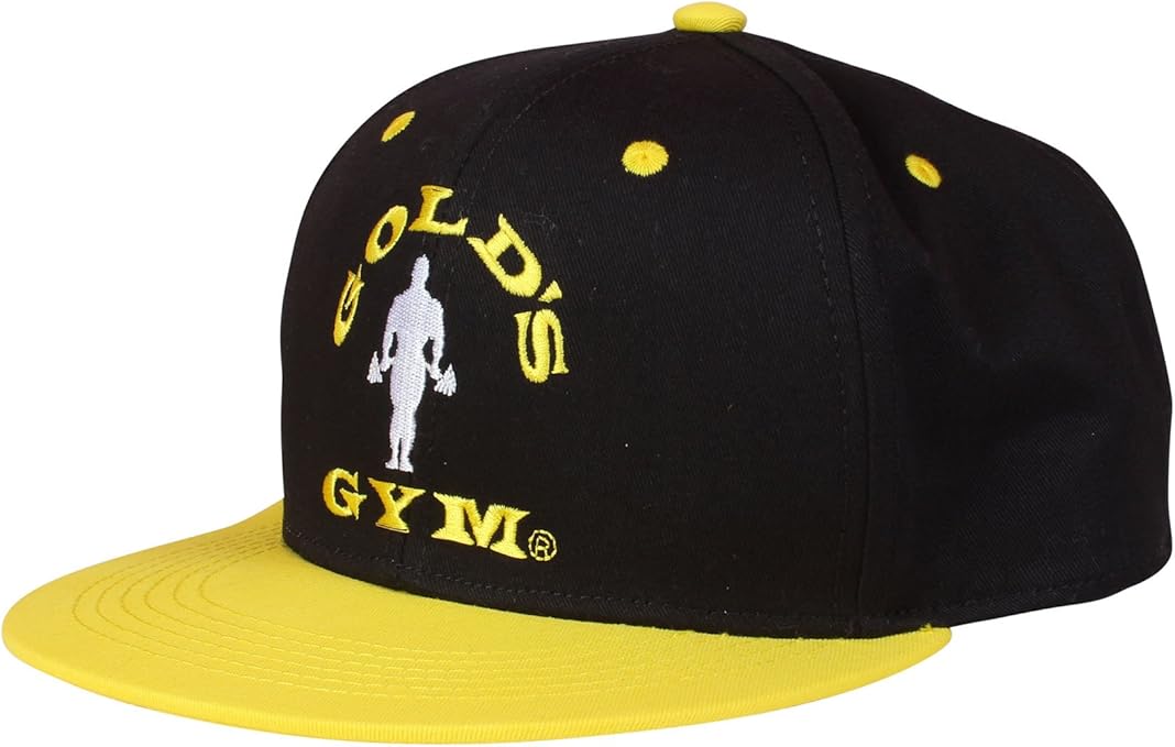 Gold's Gym Cap Flat Peak Hat - Schwarz/Gelb: Amazon.de: Sport & Freizeit