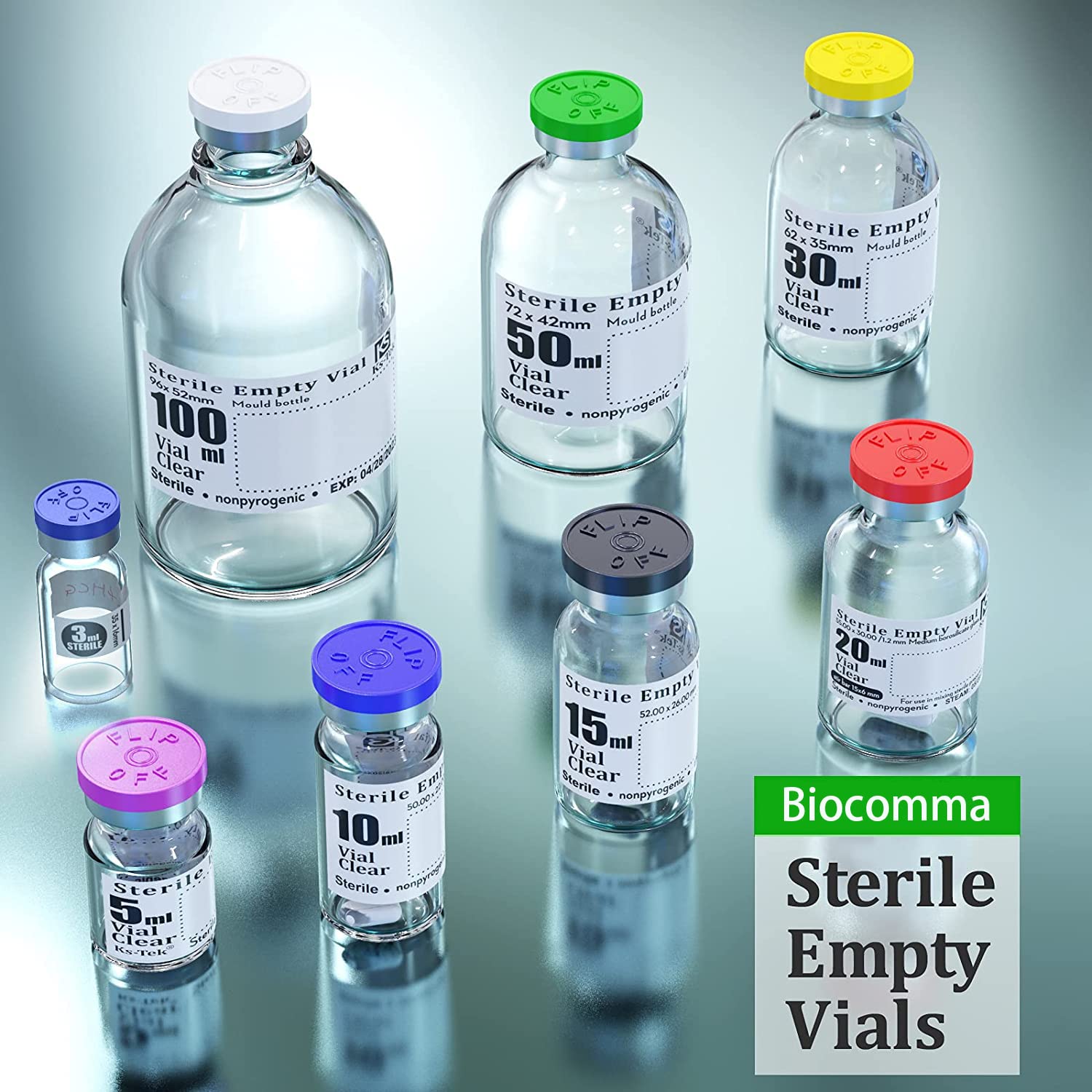 Mua Biocomma 4pcs 100ml Sterile Empty Vial with Plastic Aluminum Flip ...