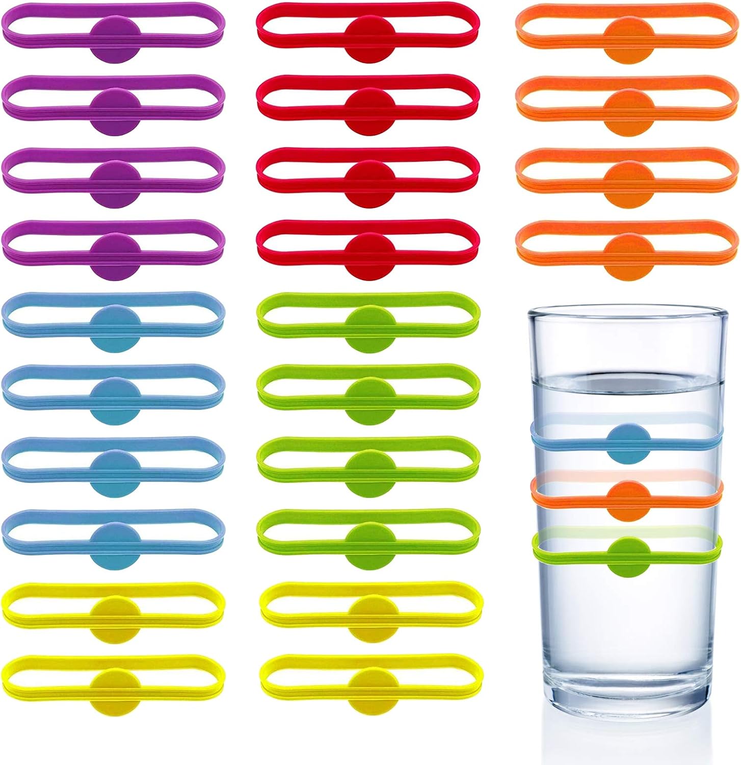 Chingde Cup Markers, 24 Pcs Glass Tags Silicone Wine Glass Markers ...